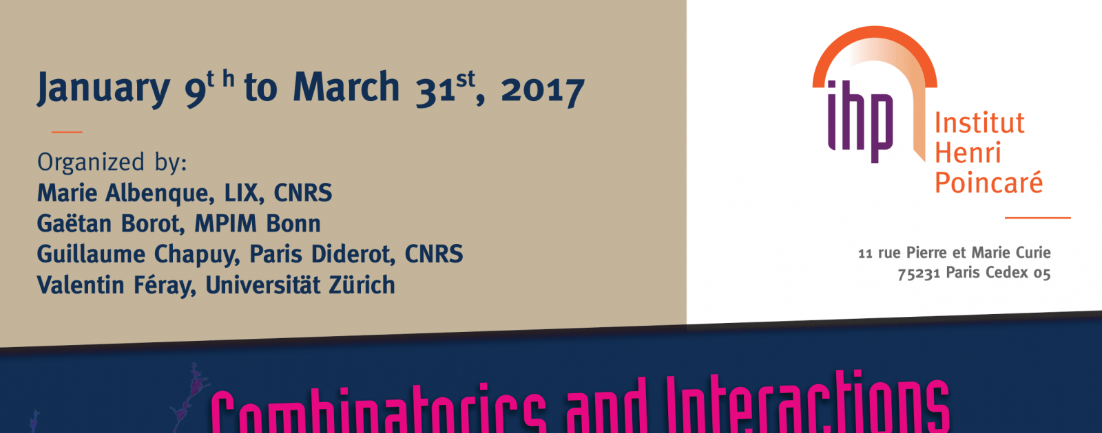 T1-2017 Combinatorics and interactions | Institut Henri Poincaré